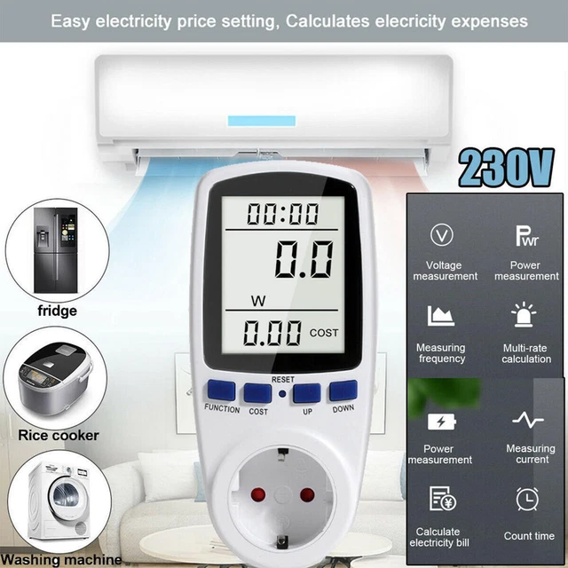WATTMETER ENERGY CONSUMPTION Energy Cost Meter Electricity Meter Outlet ...