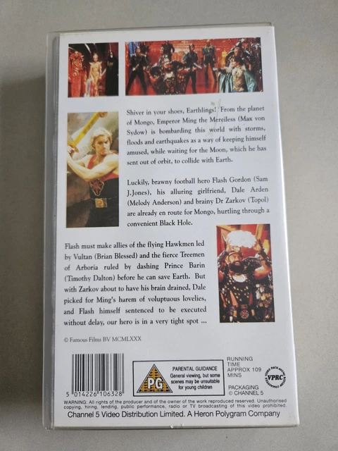 FLASH GORDON VHS Video Cassette Tape / Channel 5 / Sci-Fi Retro Vintage ...
