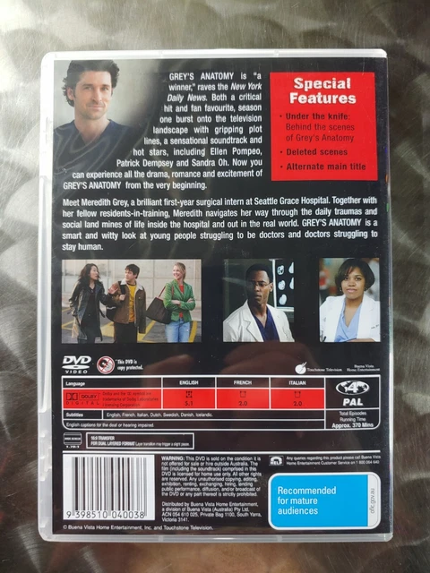 GREY'S ANATOMY: SEASON One 1 - 2 Disk DVD Set $4.60 - PicClick AU