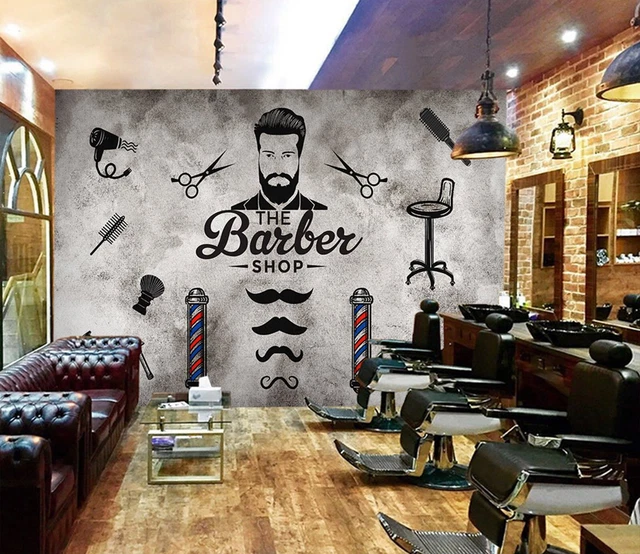 3D LONG SCISSORS A4 Hair Cut Barber Shop Wallpaper Wall Mural Self ...
