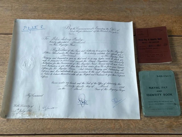 BRITISH ROYAL NAVY Officer Commission Certificate Queen Elizabeth Ii ...