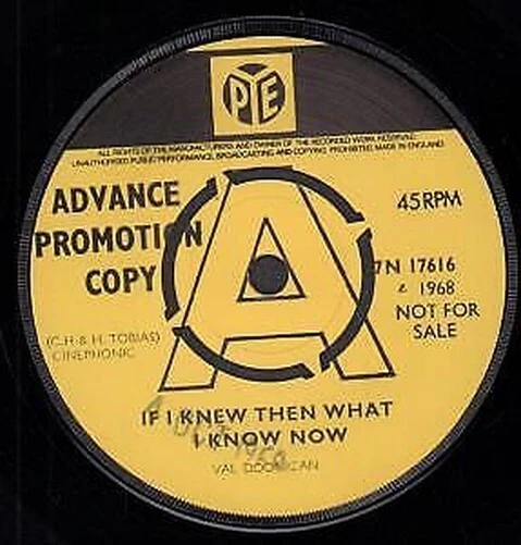 VAL DOONICAN IF I Knew Then What I Know Now 7" vinyl UK Pye 1968 Promo ...