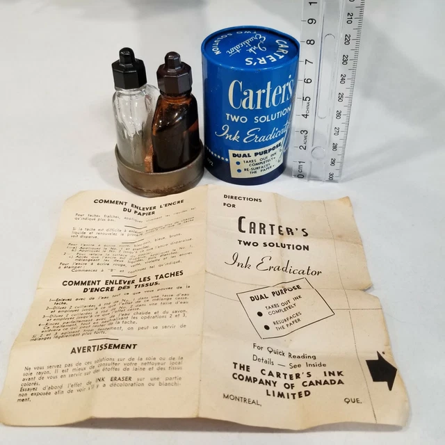 VINTAGE CARTER'S TWO Solution Ink Eradicator Set with Tin and ...