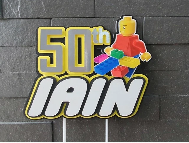 PERSONALISED LEGO CAKE Topper 3D with name and age £12.99 - PicClick UK