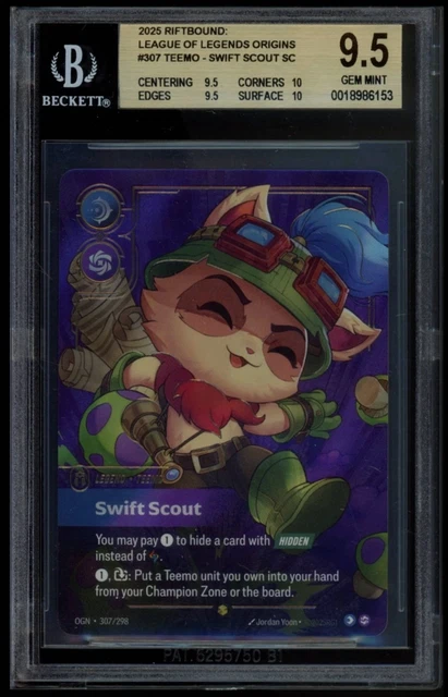2025 RIFTBOUND: LEAGUE Of Legends Origins #307 Teemo Swift Scout Sc Bgs ...