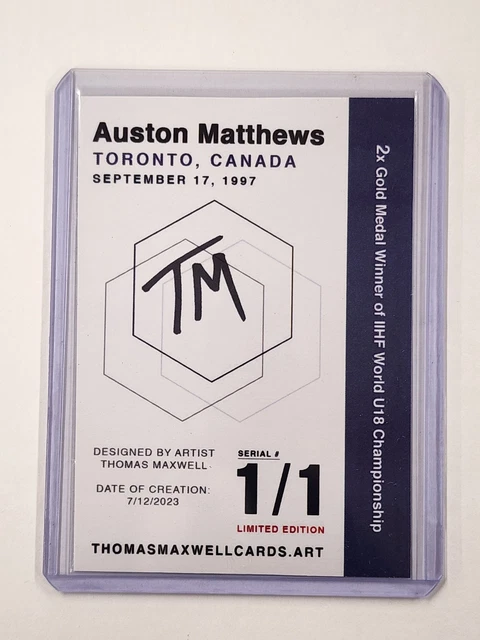 AUSTON MATTHEWS ARTIST Signed Toronto Maple Leafs Refractor Art Card 1/ ...