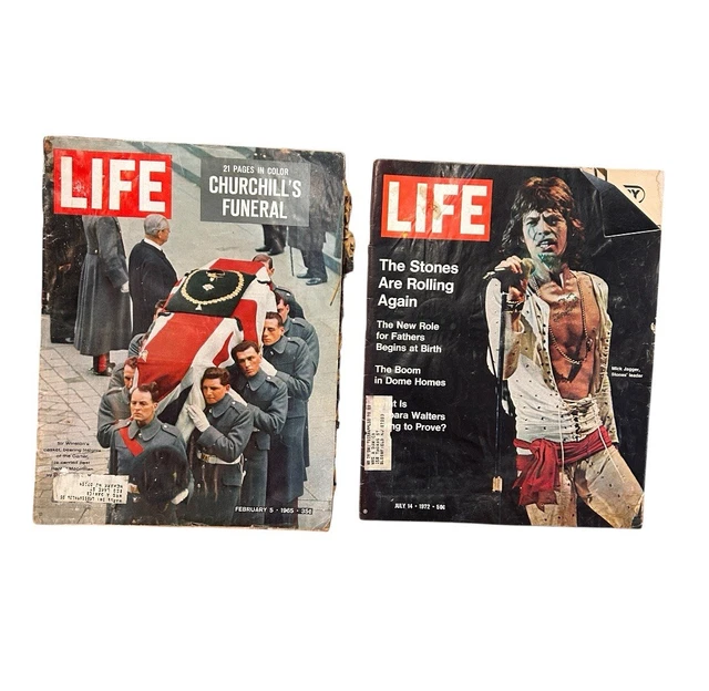VINTAGE LIFE MAGAZINE Issues Rolling Stones 1972 Churchill Funeral 1965 ...