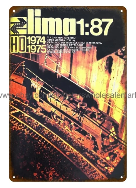 1974 LIMA MODEL Locomotives Train railroad railway metal tin sign ...