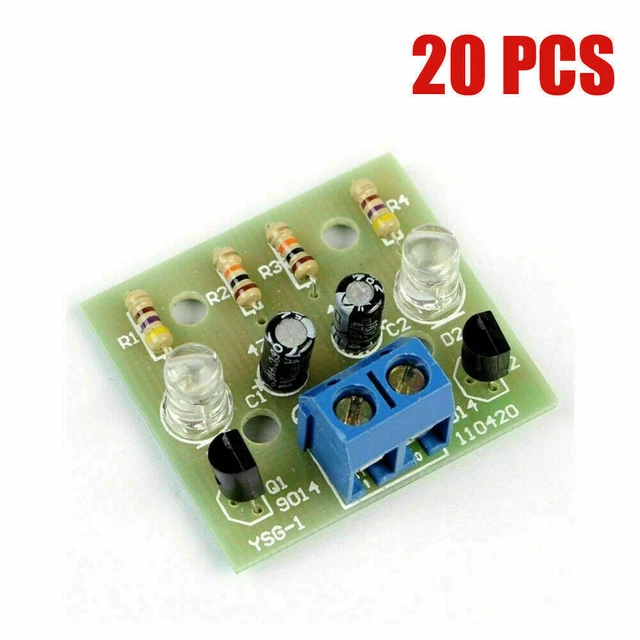 20 PACKS SIMPLE LED Flash DIY Kits Circuit Electronic Production DIY ...