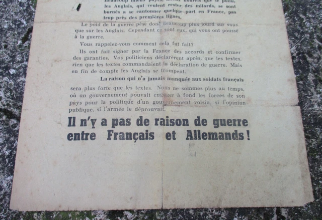 ORIGINAL WW2 GERMAN Air Drop Propaganda Leaflet Dropped on French ...