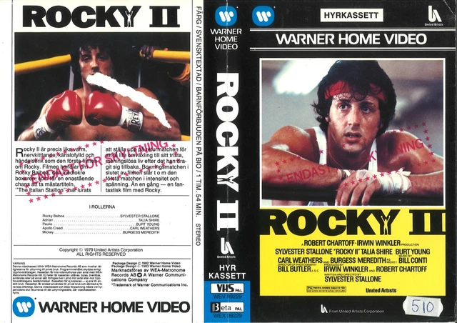 ROCKY II AKA ROCKY 2 (1) / SWEDISH PROMO SLEEVE / WARNER VIDEO LABEL ...