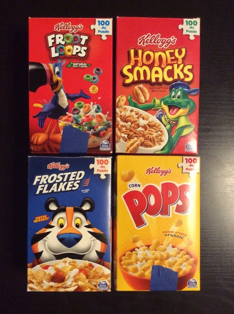 KELLOGGS CEREAL BOX 100 Piece Puzzles! Froot Loops, Honey Smacks, Pops ...