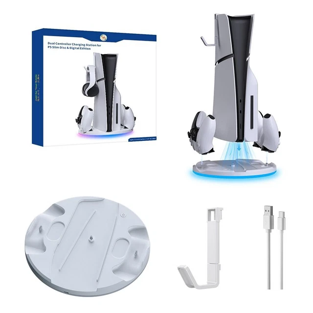 GAMING CONSOLE VERTICAL Stand Universal Controller Charger for PS5 Slim ...