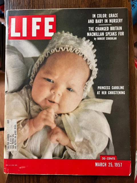 LIFE MAGAZINE MARCH 25, 1957 Princess Caroline at her christening ...