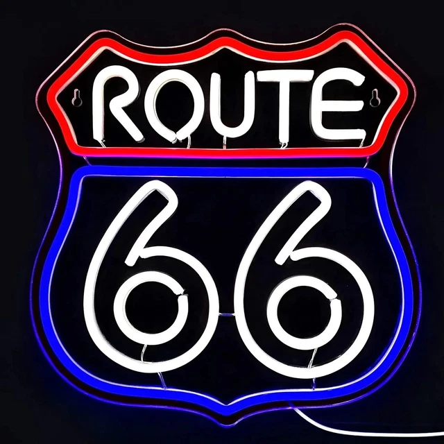ROUTE 66 NEON Signs LED Light Signs Bedroom Walls Decorated with Blue ...
