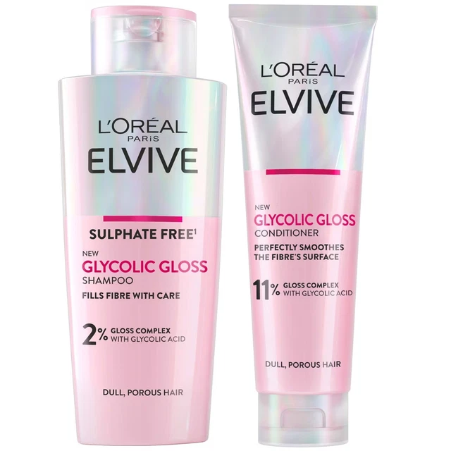 LorÉal Paris Elvive Glycolic Gloss Shampoo And Conditioner Set For