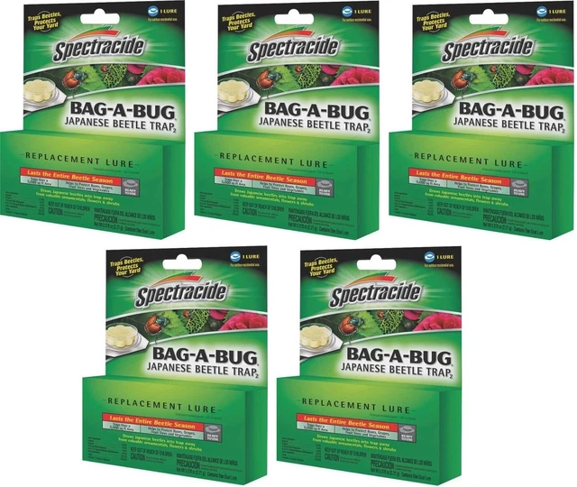 5 PACK SPECTRACIDE Japanese Beetle Trap Bag A Bug Replacement Lure Bait ...