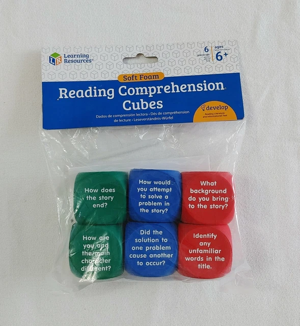 LEARNING RESOURCES READING Comprehension Cubes, 6 Colored Foam Cubes ...