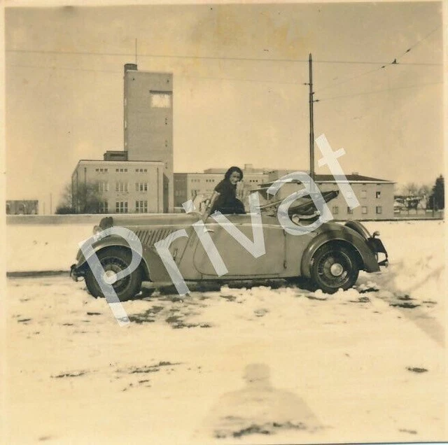 FOTO WK2 OLDTIMER Automobilunion Luxus Cabrio mit Fahrerin Winter A1.59 ...