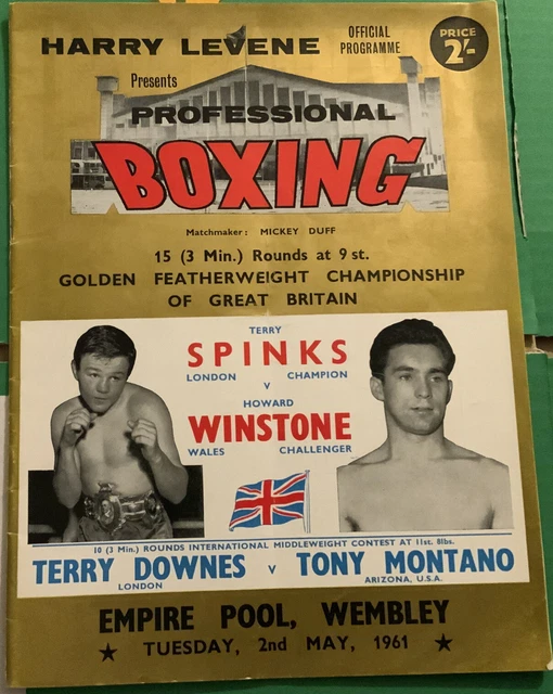 BOXING PROG 02/05/1961 Empire Pool, Wembley, Terry Spinks V Howard Winstone £20.00 - PicClick UK