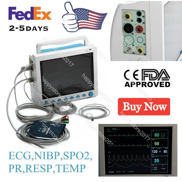 CONTEC VITAL SIGNS ICU CCU Patient Monitor,ECG SpO2 Pr NIBP Temp Resp ...