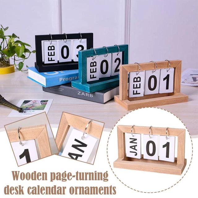 CALENDARIO PERPETUO IN Legno Creativo Calendario Flip Desk Ufficio a ...