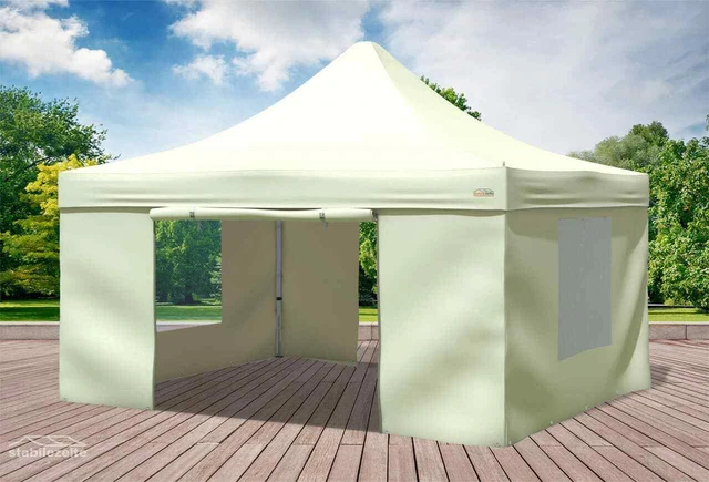 FALTPAVILLON FALTZELT PAVILLON 4x4m Beige Gartenzelt Klappzelt ...