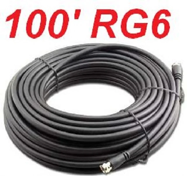100 FT RG-6 Satellite Coax Cable Rg6 Coaxial Hd Antenna Hdtv Wire $24. ...