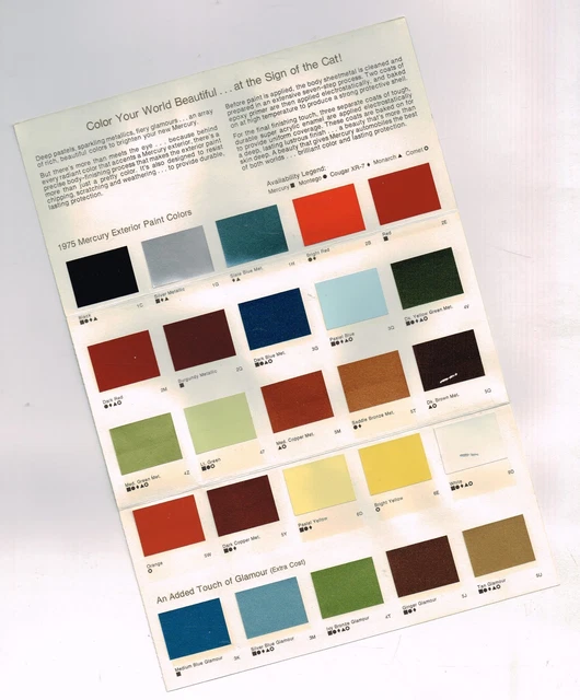 1982 MERCURY LN7 COLOR CHART Chip Paint Sample Brochure: LN-7 EUR 6,07 ...