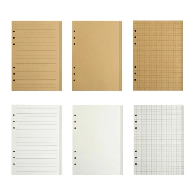 80 SHEETS 6 Holes Refillable Filling Paper Grid Refill Paper Line Paper ...