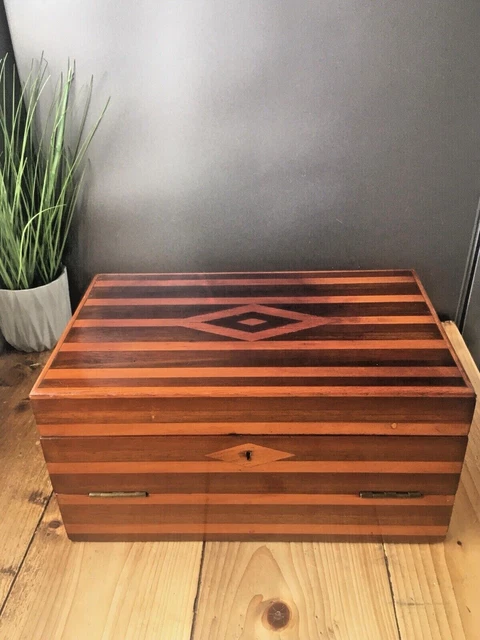 ANTIQUE ART DECO Multi Wood Rosewood & Cedar Desk Letter Writing Slope ...