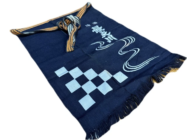 JAPANESE VINTAGE INDIGO Maekake(Traditional style of Japanese apron ...
