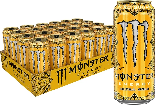 MONSTER ENERGY DRINK Ultra Gold Zero Sugar 24 Pack Box 16oz Each Can ...