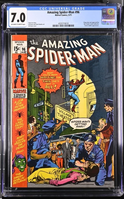 AMAZING SPIDER-MAN #96 1971 CGC 7.0 Stan Lee drug story not approved by ...