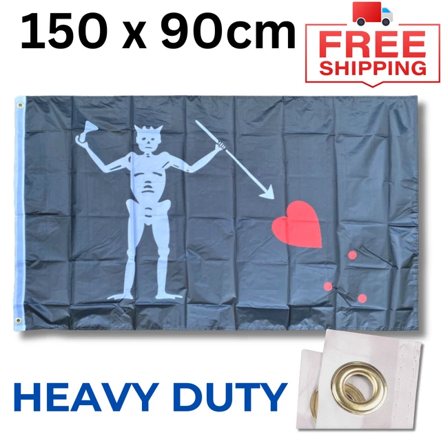BLACKBEARD PIRATE FLAG Large Outdoor Indoor Heavy Duty 150X90cm ...