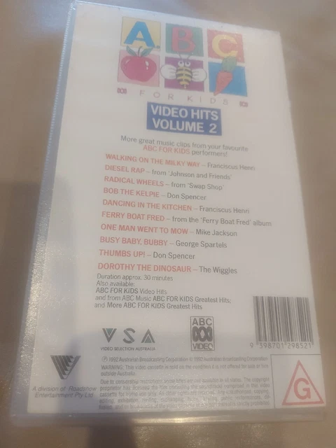 ABC FOR KIDS ~ Video Hits ~ Volume 2 ~ VHS PAL 1992 $19.99 - PicClick AU
