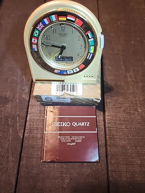 RARE VINTAGE SEIKO World Time Travel Alarm Clock with original box ...