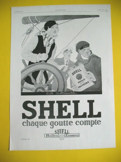 PUBLICITE DE PRESSE SHELL HUILE MOTEUR MASCOTTE ILLUSTRATEUR RENé ...