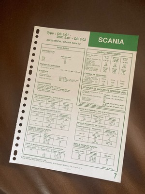 FICHE TECHNIQUE RTD Moteur SCANIA DS et DSC 9.01 DS 9.02 monté sur ...