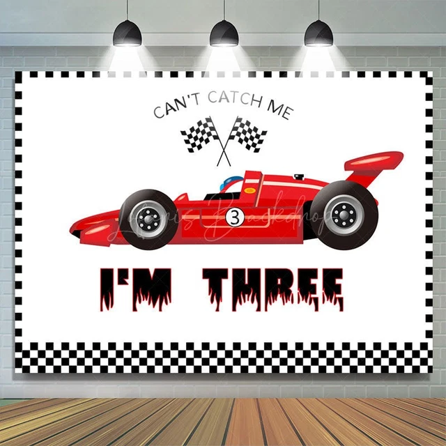 RED FORMULA RACING Car Im Three Birthday Backdrop $35.97 - PicClick AU