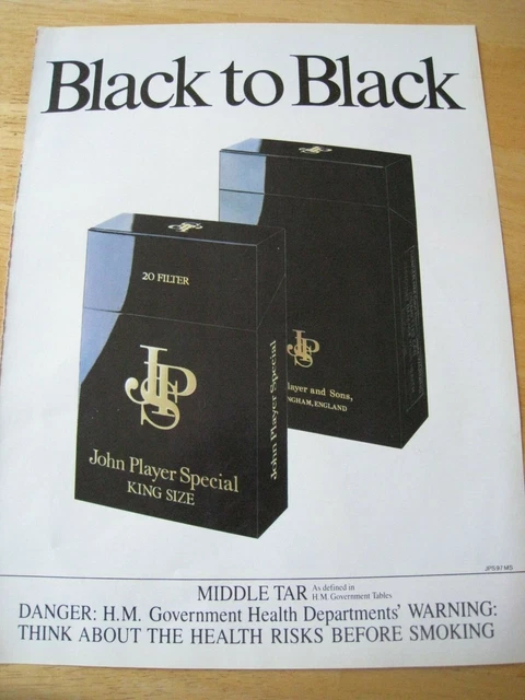 BLACK TO BLACK John Player Special Cigarettes Advert Ready Frame A4 ...