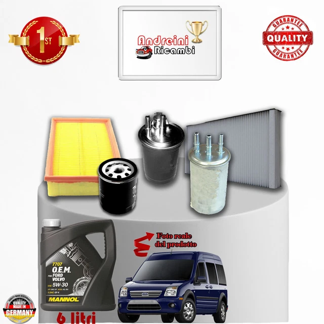 FILTRES KIT D'ENTRETIEN + Huile Ford Transit Connect 1.8 Tddi 55KW ...
