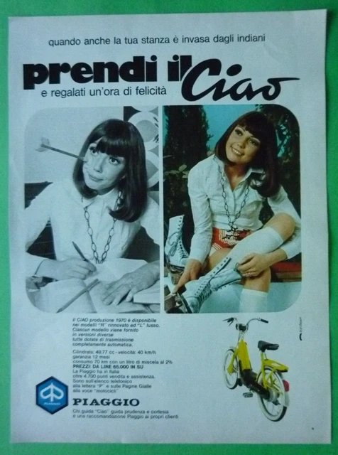 PIAGGIO CIAO MOTO 50 Cc Publicité D'Origine 1970 Prendre Le Ciao 4 EUR ...