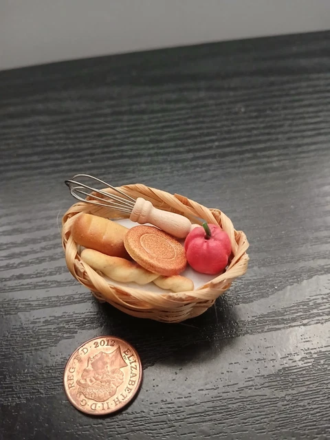 DOLL'S HOUSE BASKET with food items and hand mixer 1:12 £4.13 - PicClick UK