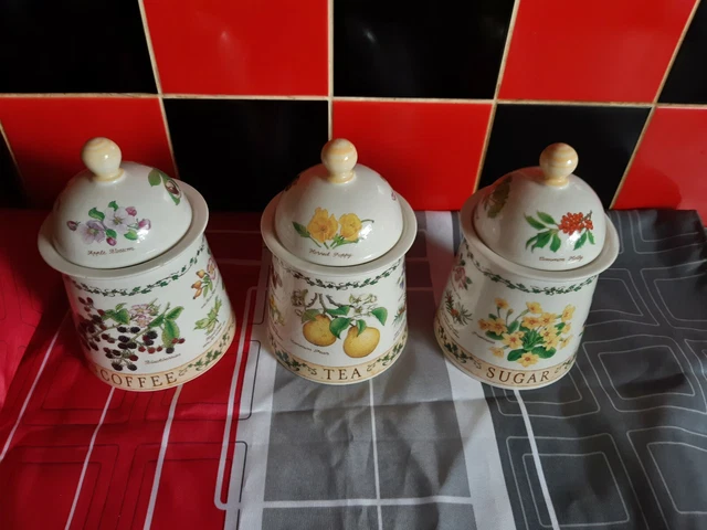 DUNOON NATURE TRAIL Stoneware Set of Storage Jars - Tea, Coffee & Sugar ...