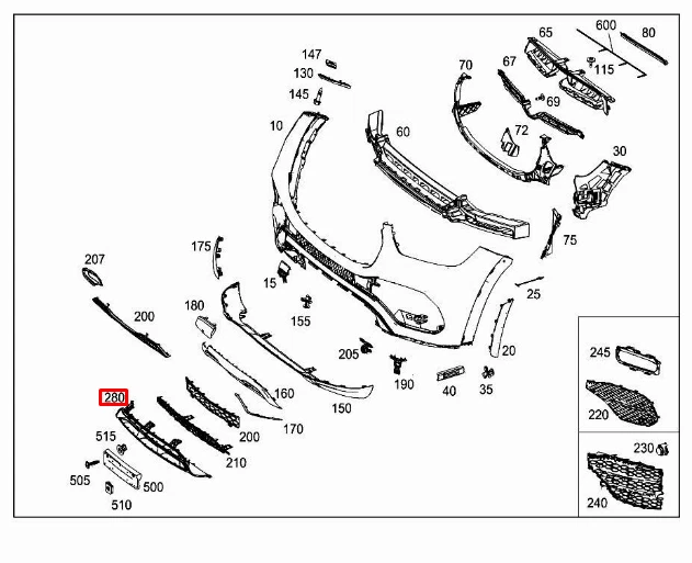 NEW GENUINE MERCEDES Benz Gle W167 Front Bumper Lower Trim A1678855905 ...