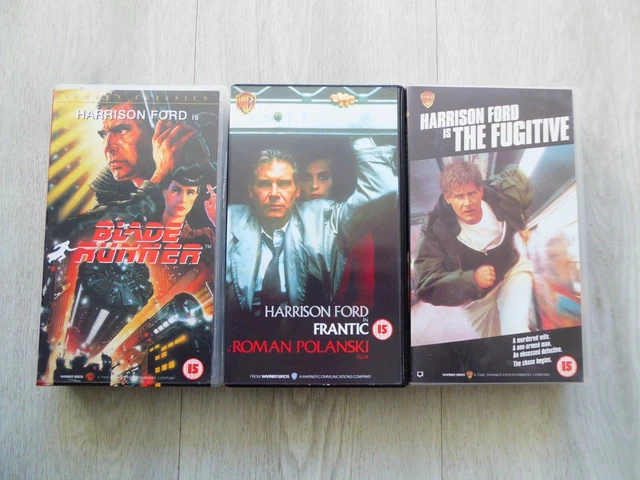 3 X HARRISON Ford VHS Tapes - Blade Runner, Frantic, The Fugitive (all ...