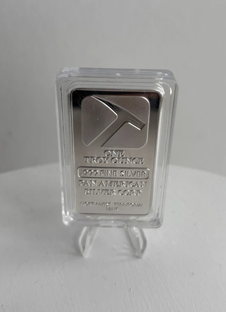 1 OZ PAN American Silver Corp USA Mining Bar One Troy Ounce Coin Silver ...