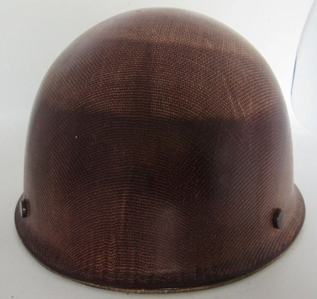 OLD VINTAGE MSA Brown Fiberglass Skullgard Safety Helmet w Brim & Liner ...