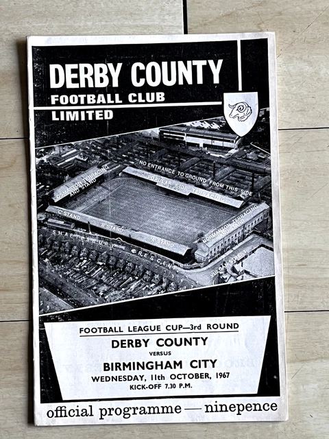 DERBY COUNTY VS Birmingham City Football Programme 1967 £2.21 - PicClick UK